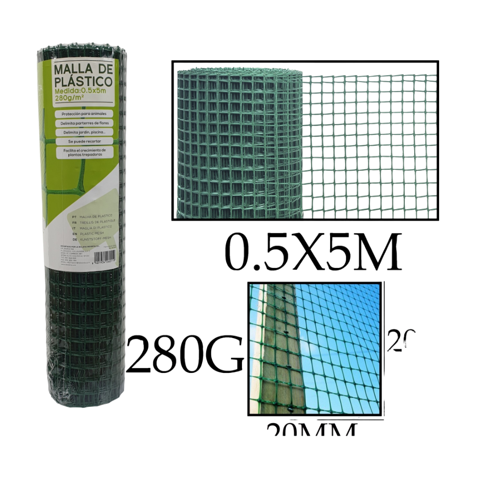 RETE PLASTICA VERDE 280G/MQ 20X20MM | Delisemi